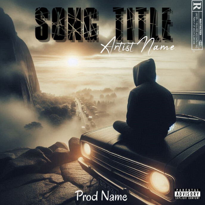 Black Typographic Alone Man Car Song Mixtape Album Cover Template ...