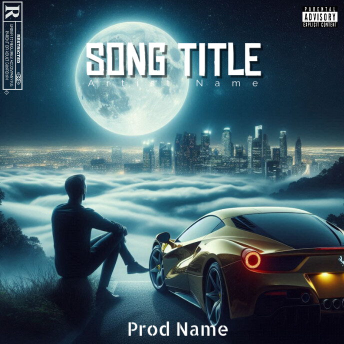 Black Typographic Alone Man Ferrari Song Mixtape Album Cover Template ...