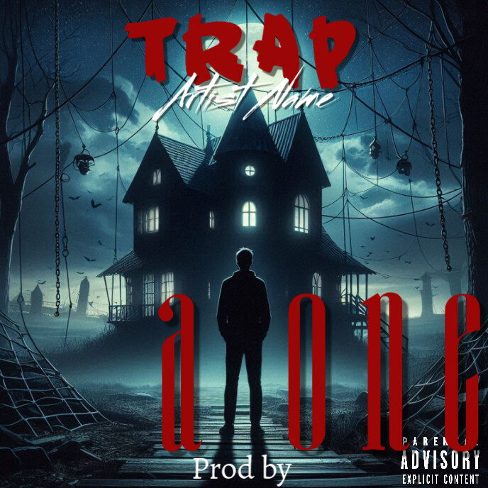 Black Typographic Alone Man Trap House Song Album Cover Template ...