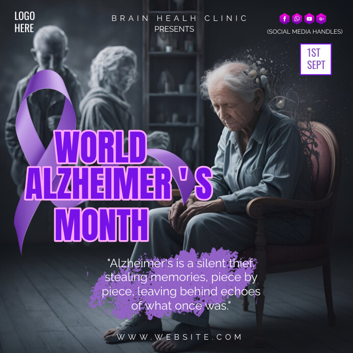 Black Typographic Alzheimers Awareness Instag Template | PosterMyWall
