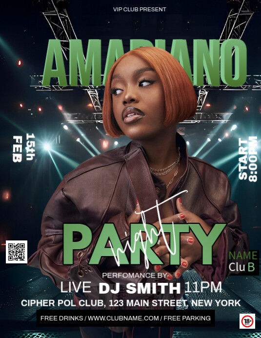 Black Typographic Amapiano Party Night Flyer Flyer (us Letter) Template ...