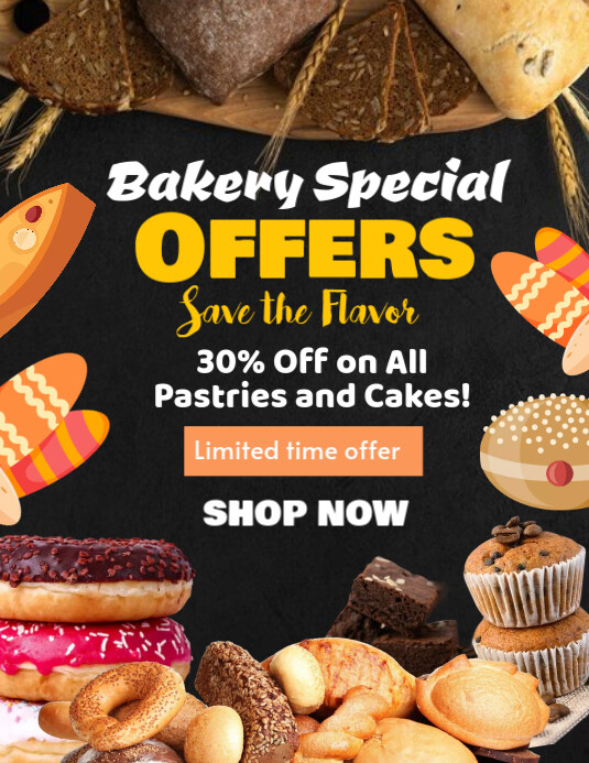 Black Typographic Bakery Special Offers Flyer (us Letter) Template ...