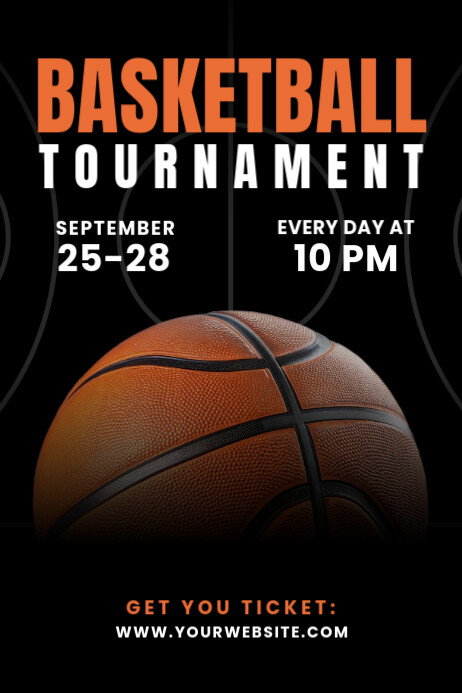 Black Typographic Basketball Tournament Basketball League Game ...