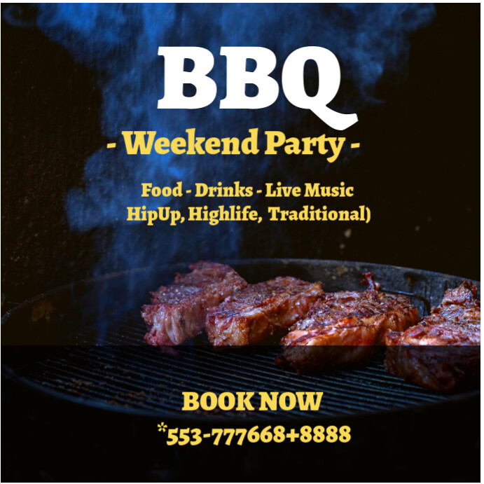Black Typographic Bbq Instagram Post Template | PosterMyWall