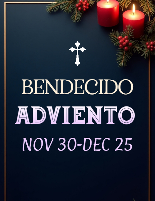 Black Typographic Bendecido Adviento Happy Advent Catholic Church Flyer ...