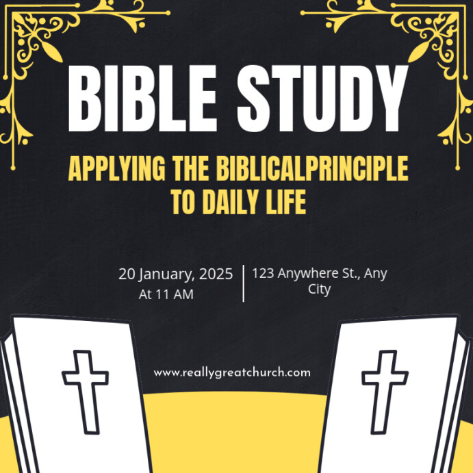 Black Typographic Bible Study Instagram Post Template | PosterMyWall