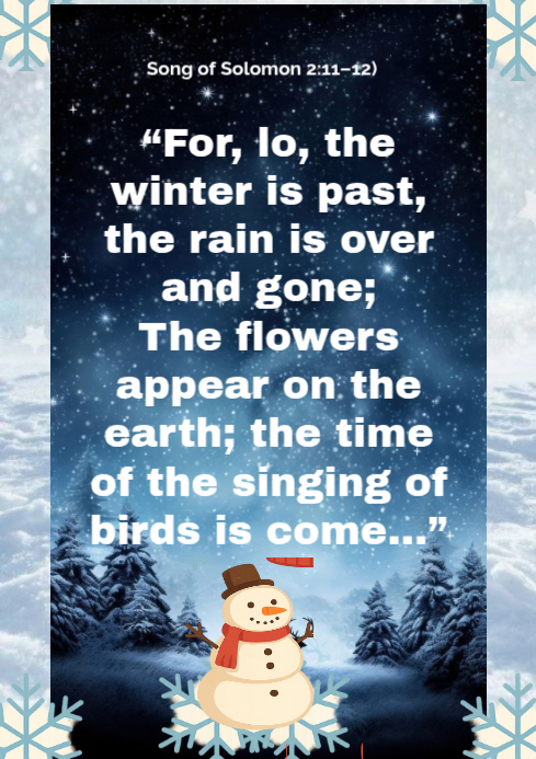 Black Typographic Bible Verse About Winter A4 Template | PosterMyWall