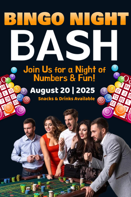 Black Typographic Bingo Night Bash Poster Template | PosterMyWall