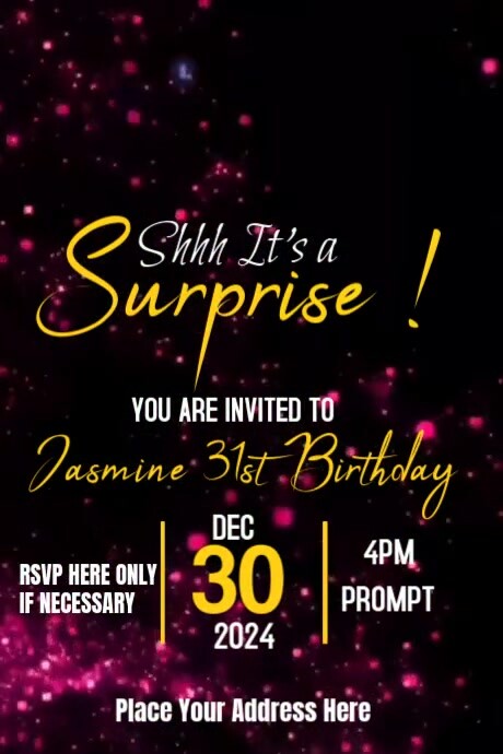 Black Typographic Birthday Party Invitation Poster Template | PosterMyWall