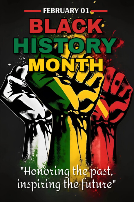 Black Typographic Black History Month Poster Template | PosterMyWall