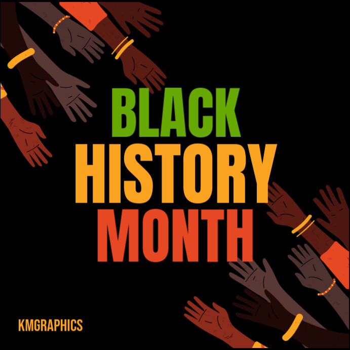 Black Typographic Black History Month Template With Black Background ...