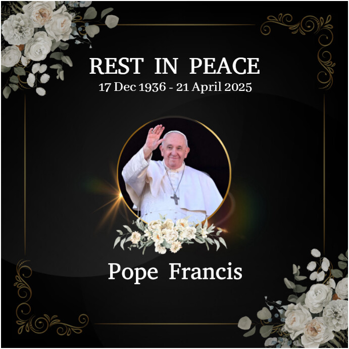 Copy of Black Typographic Black Modern Funeral Tribute Pop Francis ...