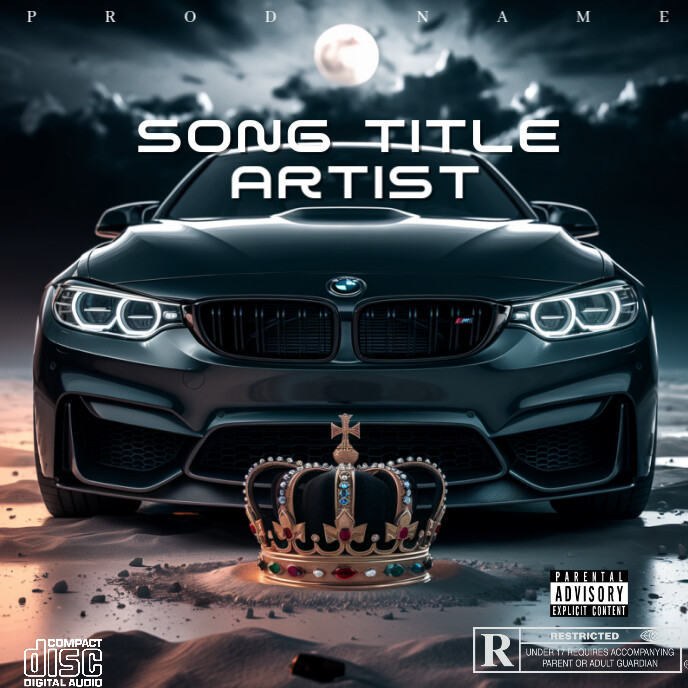 Black Typographic Bmw Car Crown Moon Mixtape Album Cover Template ...