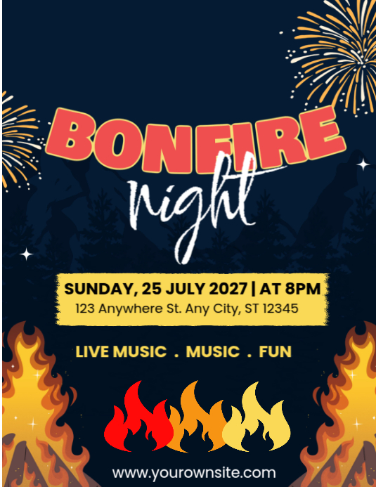 Plantilla de Black Typographic Bonfire Event Flyer Template With ...