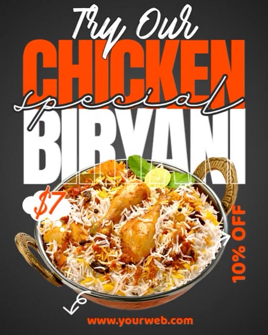 Copy of Black Typographic Chicken Biryani Ad Instagram Portrait ...