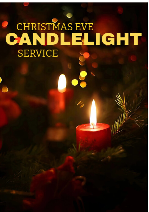 Black Typographic Christmas Candlelight Service Design A4 Template ...