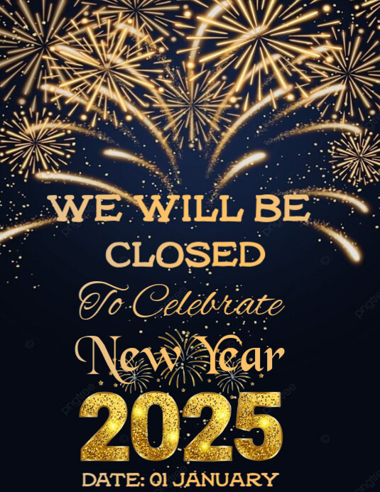 Black Typographic Closed For New Year Flyer (us Letter) Template ...