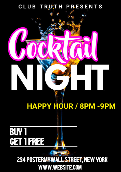Copy of Black Typographic Cocktail Night Flyer A4 | PosterMyWall