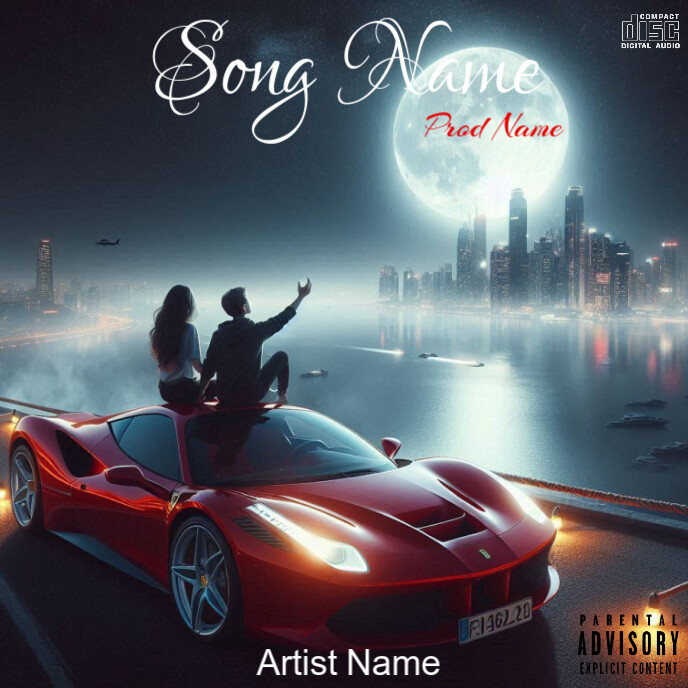 Black Typographic Couple Love Ferrari Car Song Mixtape Album Cover ...