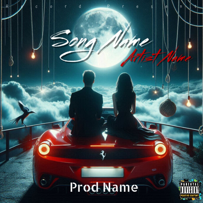 Black Typographic Couple Love Ferrari Car Song Mixtape Album Cover ...