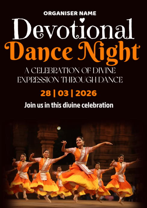 Black Typographic Devotional Dance Night A4 Template | PosterMyWall