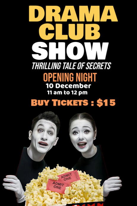 Copy of Black Typographic Drama Club Show Poster | PosterMyWall