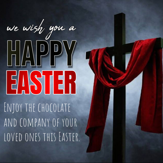 Black Typographic Easter Wishes Instagram Post Template | PosterMyWall