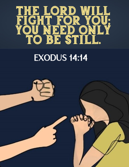 Black Typographic Exodus 14:14 Bible Verse Quote Flyer (us Letter ...
