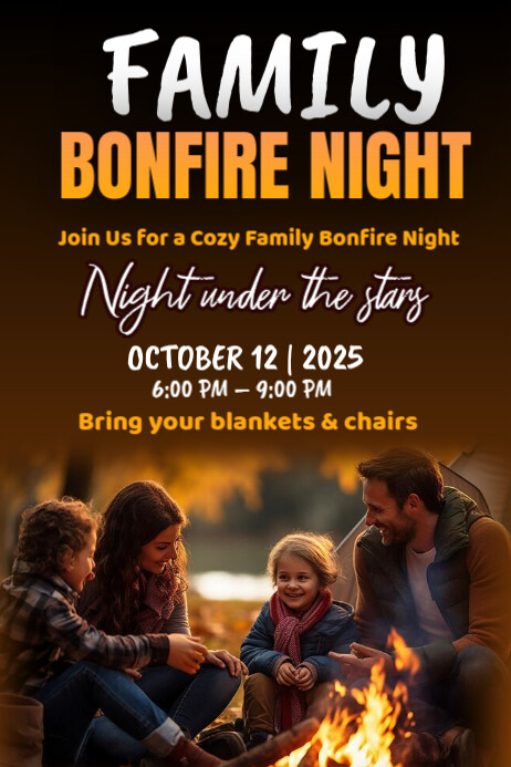 Black Typographic Family Bonfire Night Poster Template | PosterMyWall