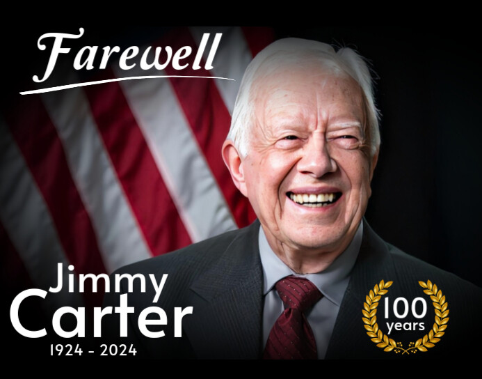 Plantilla de Black Typographic Farewell Jimmy Carter Poster/wallboard ...