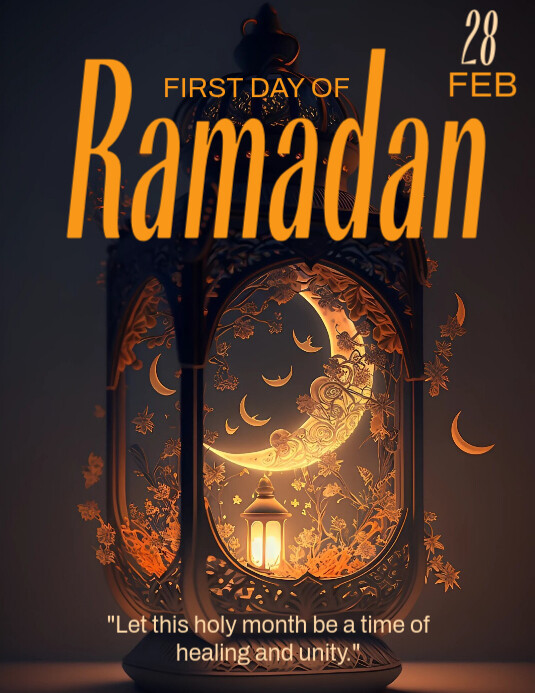 Black Typographic First Day Of Ramadan Flyer (us Letter) Template ...