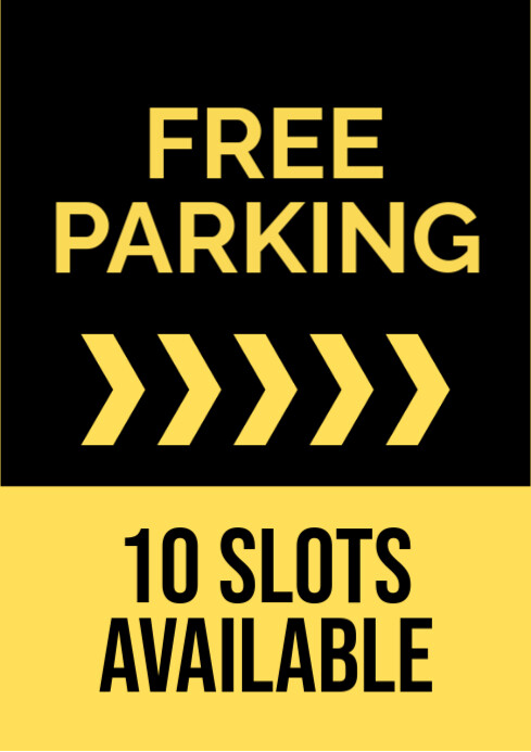 Black Typographic Free Parking Sign Board A4 Template | PosterMyWall