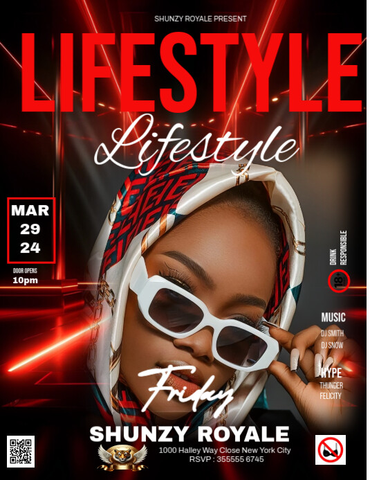 Copy of Black Typographic Friday Night Party Flyer (us Letter) | PosterMyWall