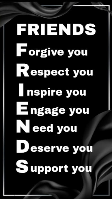 Black Typographic Friends Acronym Instagram Story Template | PosterMyWall