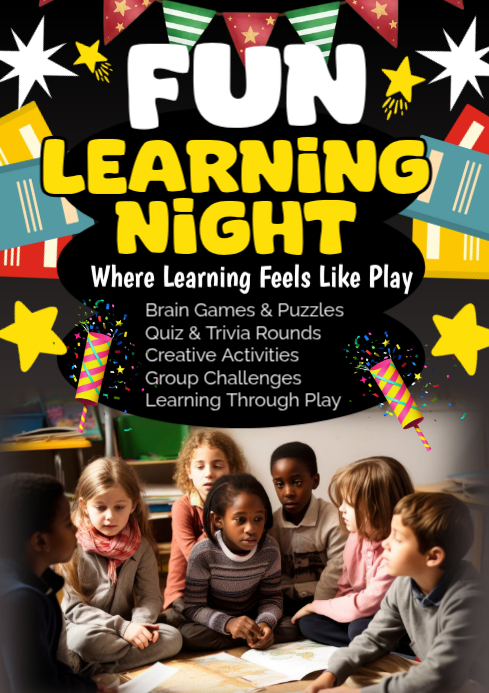 Black Typographic Fun Learning Invitation A1 Template | PosterMyWall