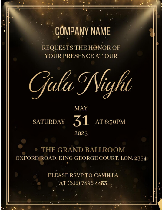 Black Typographic Gala Night Event Flyer Flyer (us Letter) Template ...