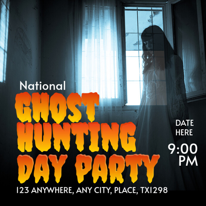 Black Typographic Ghost Hunting Party Instagram Post Template ...