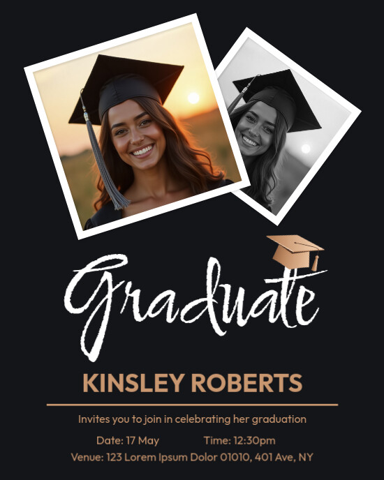 Copy of Black Typographic Graduate Graduation Congratulations ...