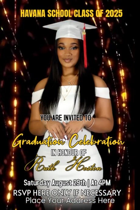 Black Typographic Graduation Party Invitation Poster Template ...
