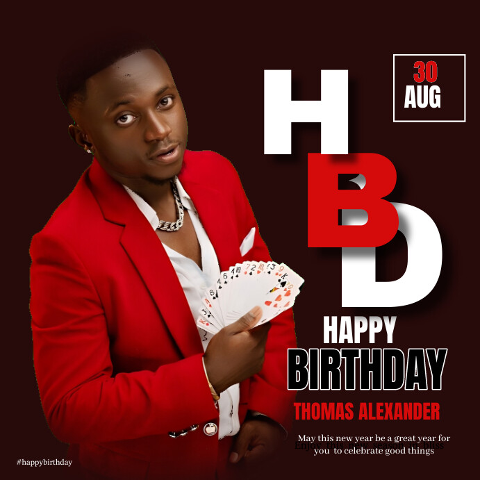 Black Typographic Happy Birthday Graphics In Template | PosterMyWall