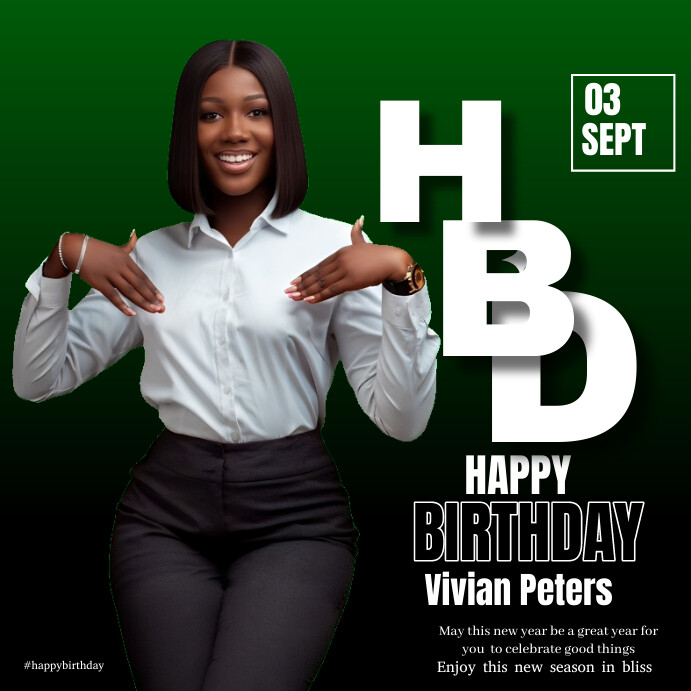 Copy of Black Typographic Happy Birthday Graphics Ins | PosterMyWall