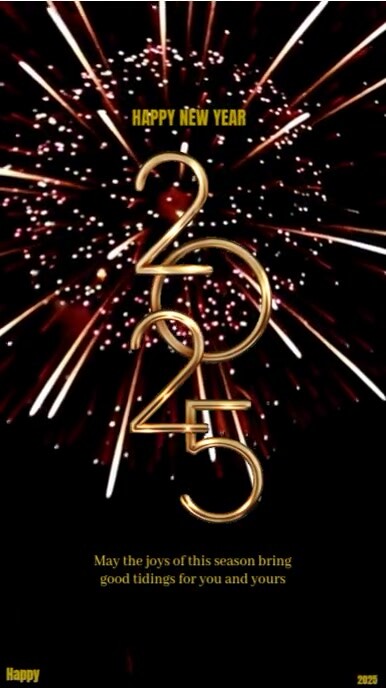 Copy of Black Typographic Happy New Year 2025 Digital Display (9:16 ...