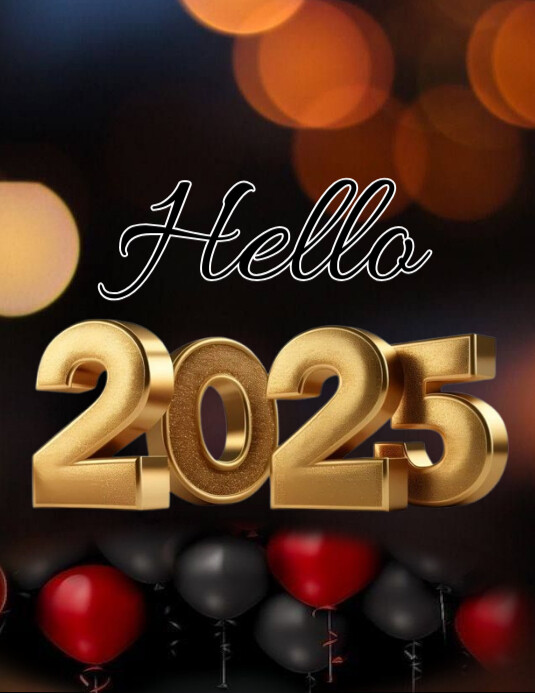 Black Typographic Hello 2025 Flyer (us Letter) Template | PosterMyWall