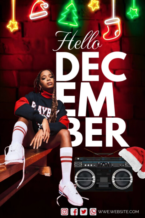 Copy of Black Typographic Hello December Poster | PosterMyWall