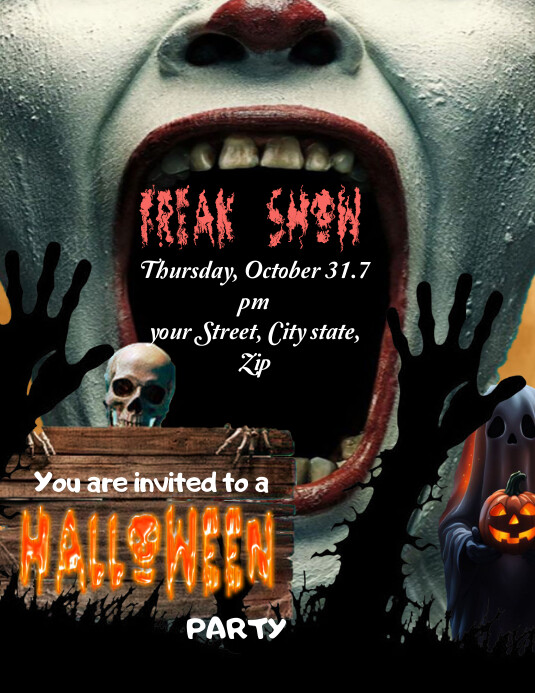 Black Typographic Hlloween Scary Ad Flyer (us Template | PosterMyWall