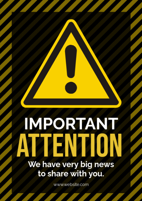 Black Typographic Important Attention Caution Flyers A4 Templat | PosterMyWall