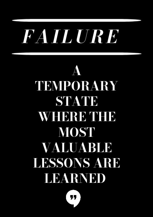 Black Typographic Inspirational Quote About Failure A4 Template ...