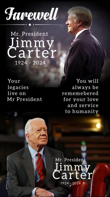 Plantilla de Black Typographic Jimmy Carter Digital Display (9:16 ...