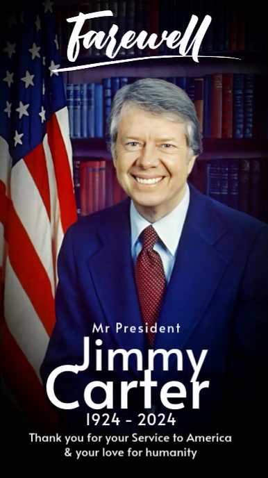 Black Typographic Jimmy Carter Digital Display (9:16) Template ...