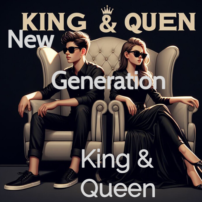 Black Typographic King And Queen Instagram Post Template | PosterMyWall